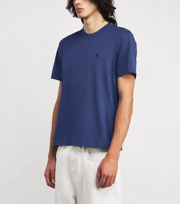 AMI Paris Cotton T-shirt With Embroidered De Coeur Motif