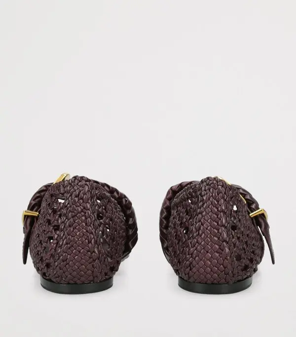 Zimmermann Calf Leather Braided Ballet Flats - Brown