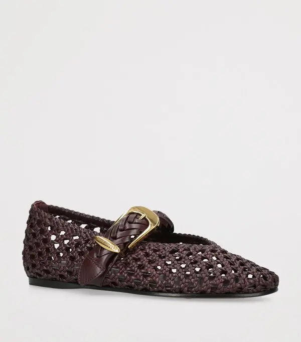 Zimmermann Calf Leather Braided Ballet Flats - Brown