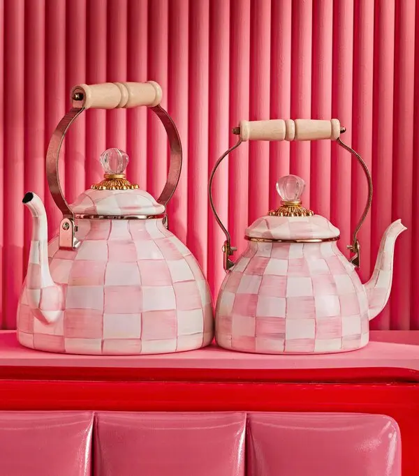 MACKENZIE-CHILDS Rosy Check Kettle - Pink