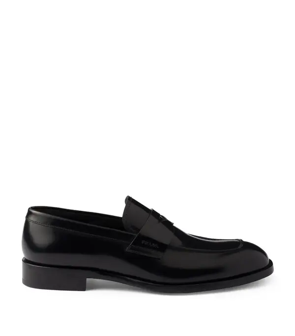 Prada Brushed Leather Loafers - Black