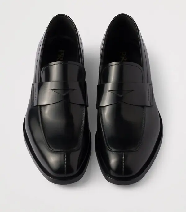 Prada Brushed Leather Loafers - Black