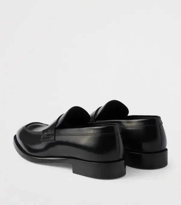 Prada Brushed Leather Loafers - Black
