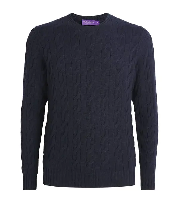Ralph Lauren Purple Label Cashmere Cable-knit Sweater - Navy