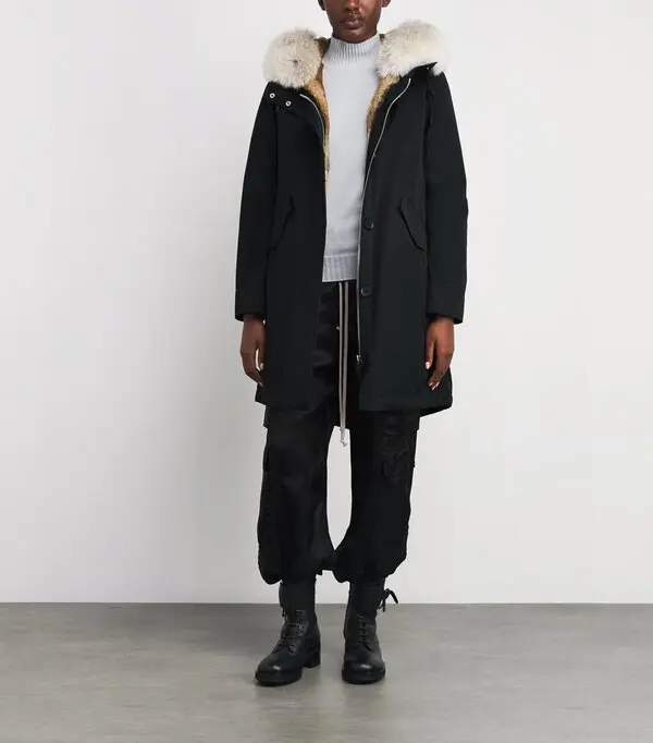 YVES SALOMON Fox And Rabbit Trimmed Cotton Parka