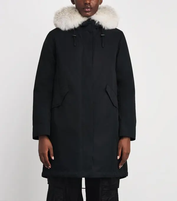YVES SALOMON Fox And Rabbit Trimmed Cotton Parka