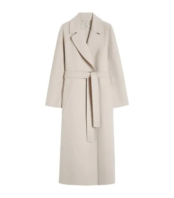 Max Mara Virgin Wool Belted Coat - Beige