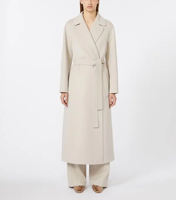 Max Mara Virgin Wool Belted Coat - Beige