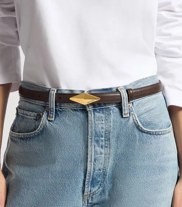 JIMMY CHOO Leather Belt With Diamond Clasp - Brown