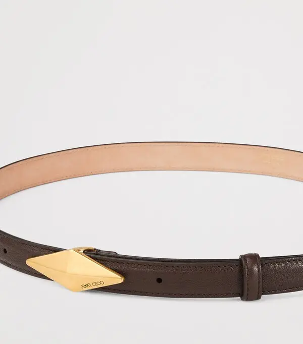JIMMY CHOO Leather Belt With Diamond Clasp - Brown