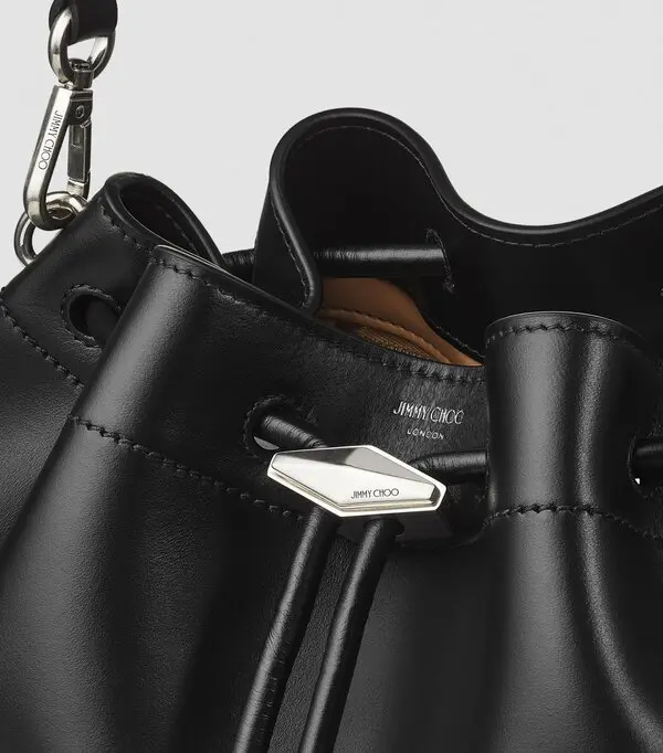 JIMMY CHOO Medium Leather Cinch Bucket Bag - Black