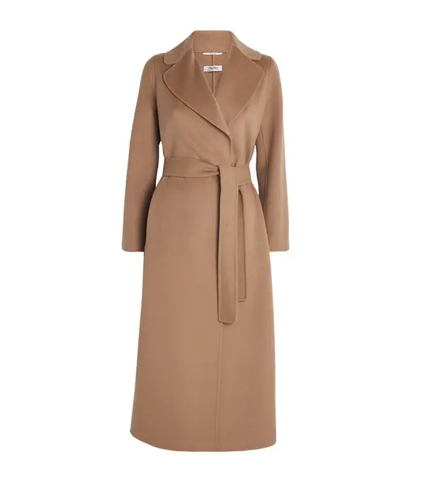Max Mara Virgin Wool Wrap Coat - Beige