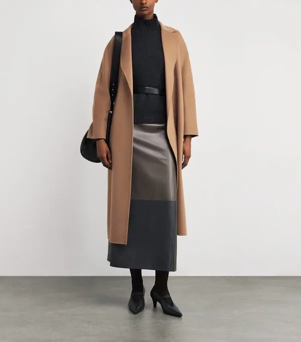 Max Mara Virgin Wool Wrap Coat - Beige
