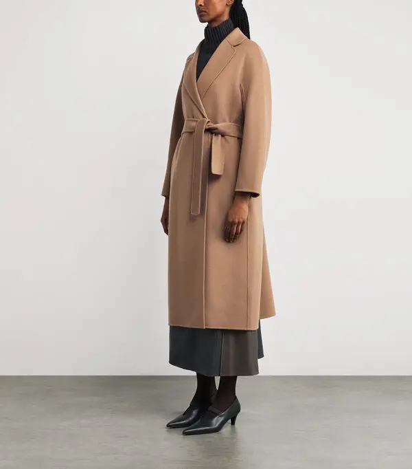 Max Mara Virgin Wool Wrap Coat - Beige