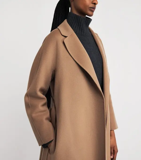 Max Mara Virgin Wool Wrap Coat - Beige