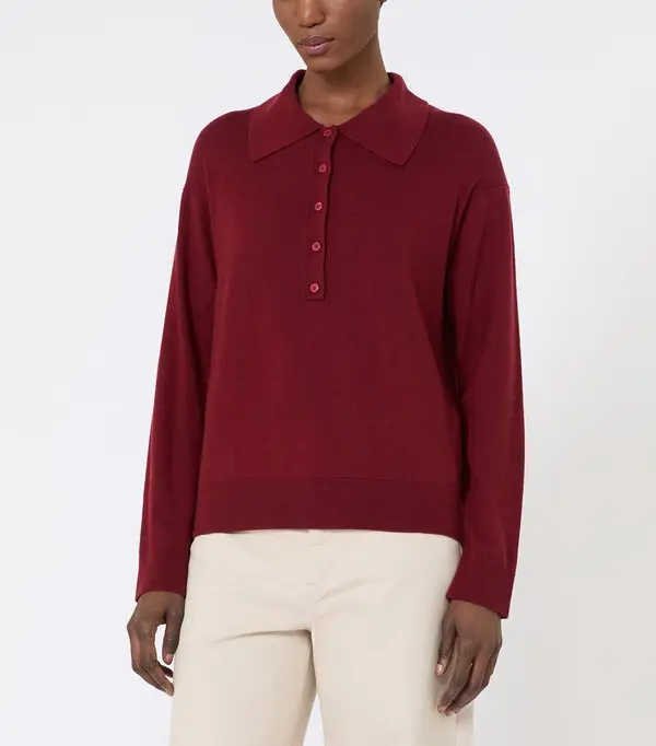Max Mara Wool Polo-collar Sweater - Red