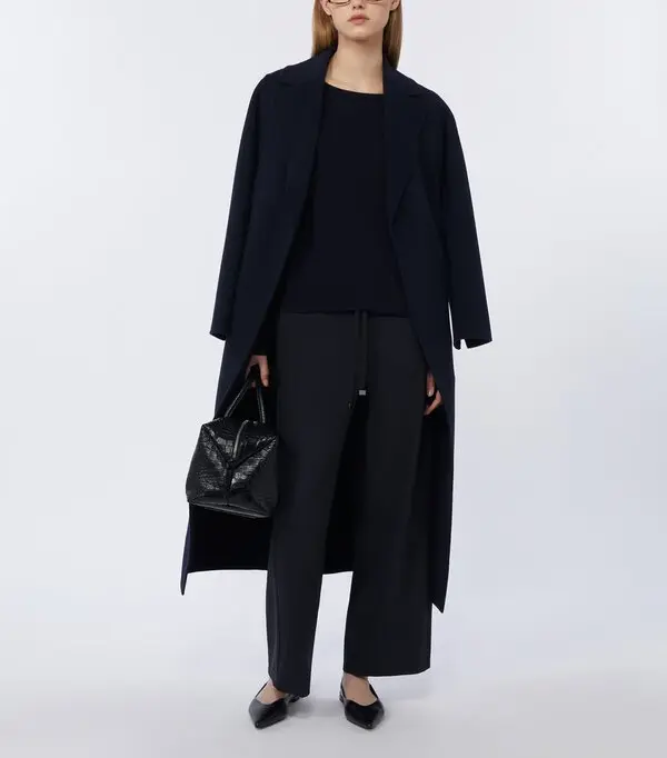 Max Mara Wool Gabardine Cropped Trousers - Blue