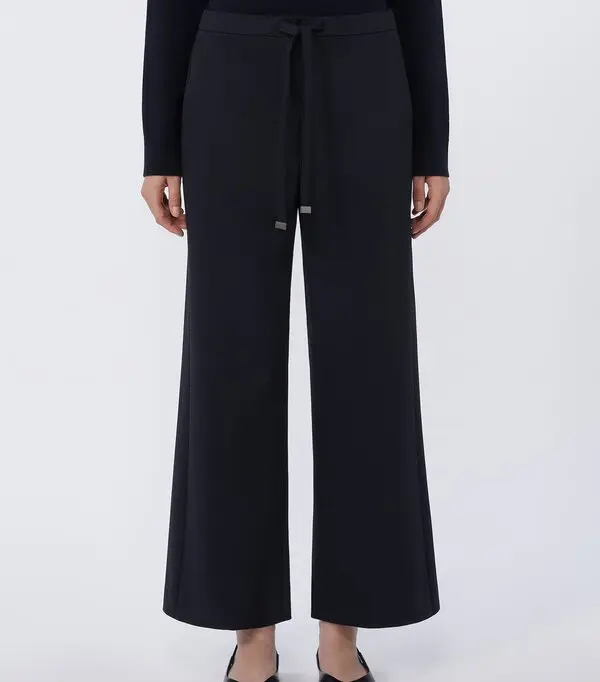 Max Mara Wool Gabardine Cropped Trousers - Blue
