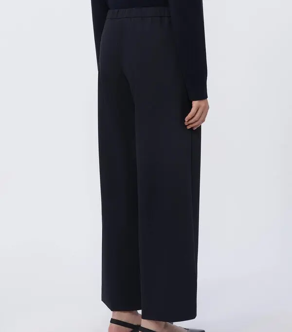 Max Mara Wool Gabardine Cropped Trousers - Blue