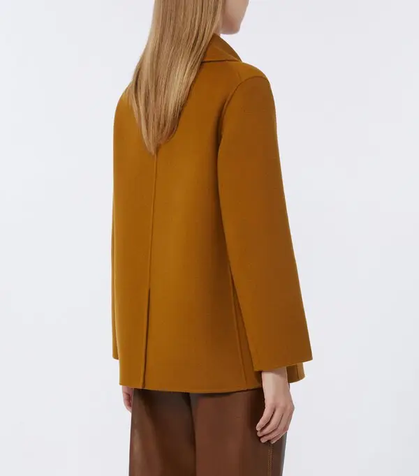 Max Mara Virgin Wool Double-breasted Pea Coat - Yellow