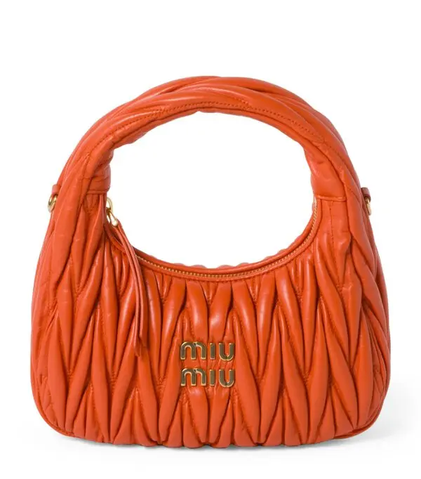 Miu Miu Matelassé Nappa Leather Wander Top-handle Bag - Orange