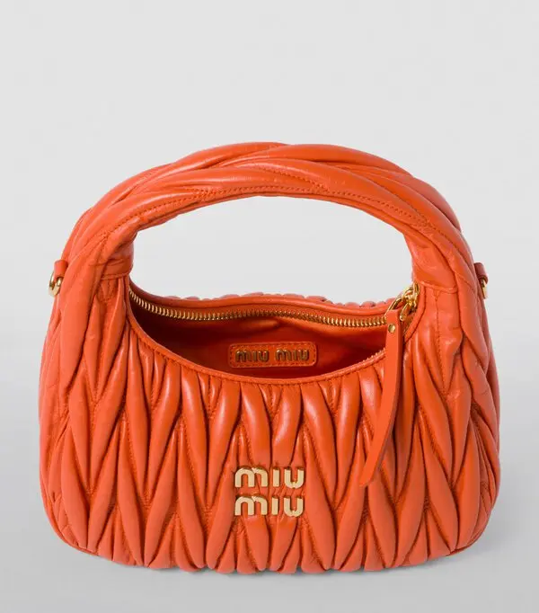 Miu Miu Matelassé Nappa Leather Wander Top-handle Bag - Orange