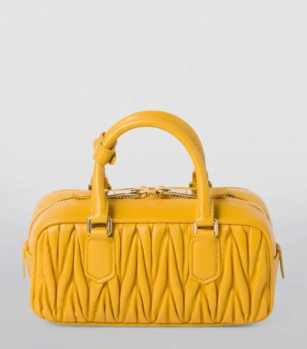 Miu Miu Leather Arcadie Matelassé Bag - Yellow