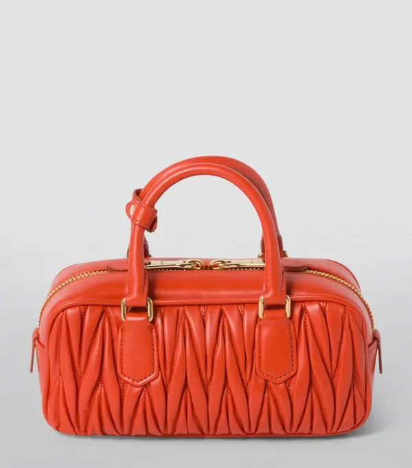 Miu Miu Small Matelassé Leather Arcadie Top-handle Bag - Orange