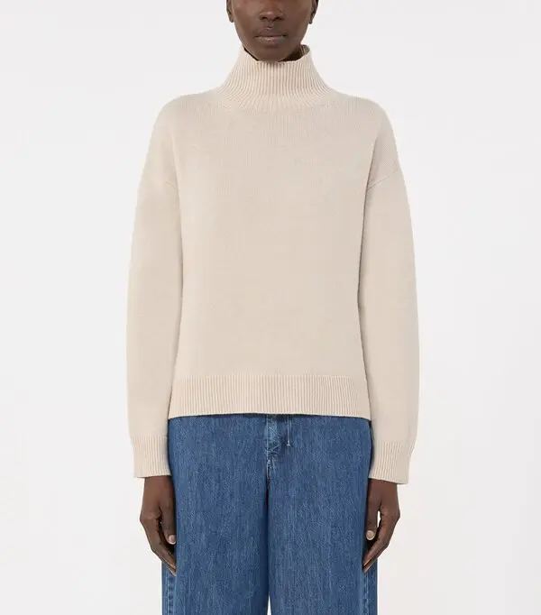 Max Mara Virgin Wool-cashmere High-neck Sweater - White