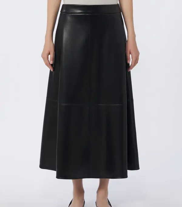 Max Mara Faux Leather Midi Flared Skirt