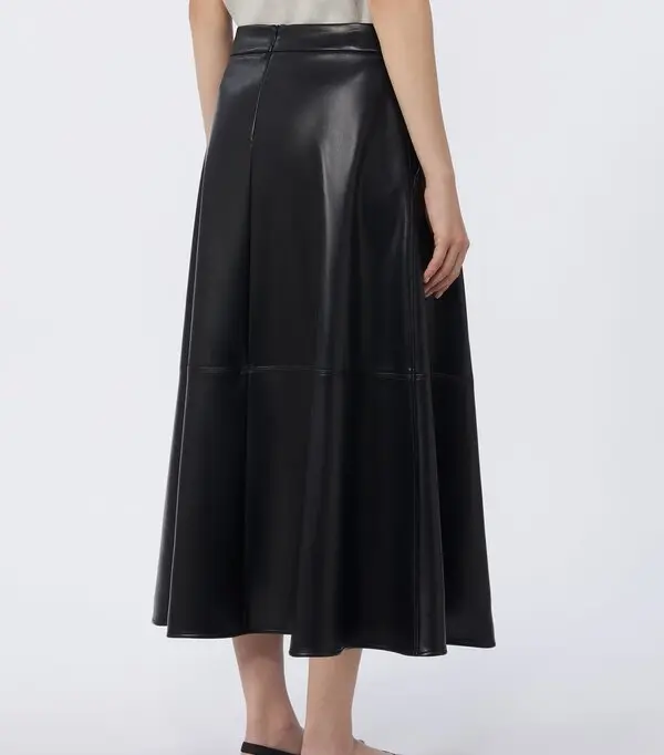 Max Mara Faux Leather Midi Flared Skirt