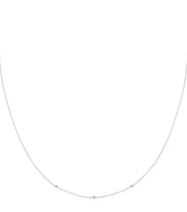ASTRID & MIYU White Gold And Emerald Charm Necklace - Silver