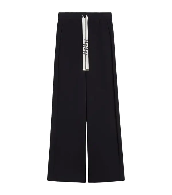 Max Mara Cotton-blend Straight Leg Track Pants - Blue