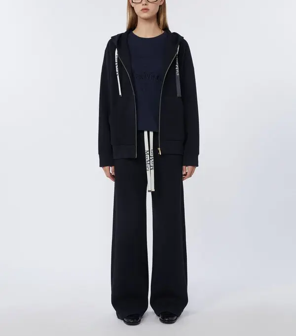 Max Mara Cotton-blend Straight Leg Track Pants - Blue