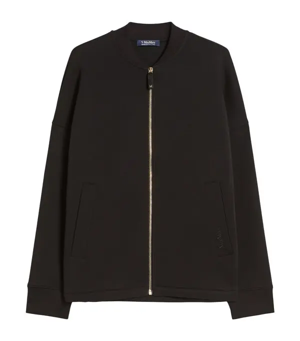 Max Mara Cotton-blend Zip-up Bomber Jacket - Black