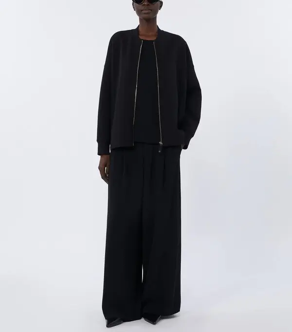 Max Mara Cotton-blend Zip-up Bomber Jacket - Black