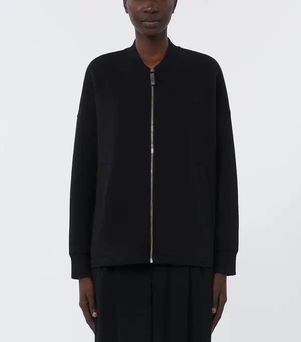 Max Mara Cotton-blend Zip-up Bomber Jacket - Black