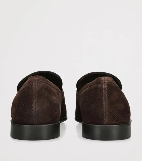 FERRAGAMO Textured Suede Loafers