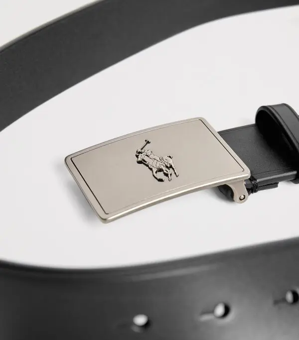 Polo Ralph Lauren Leather Belt With Debossed Polo Pony - Black