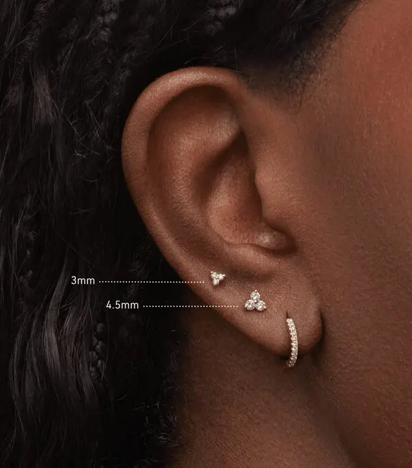 MARIA TASH Diamond Trinity Threaded Stud Earring - Gold