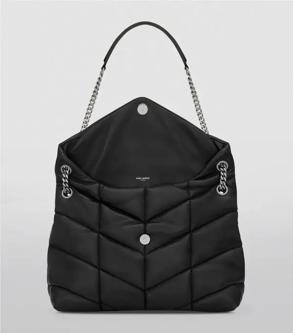 Saint Laurent Loulou Puffer Matelassé Shoulder Bag - Black
