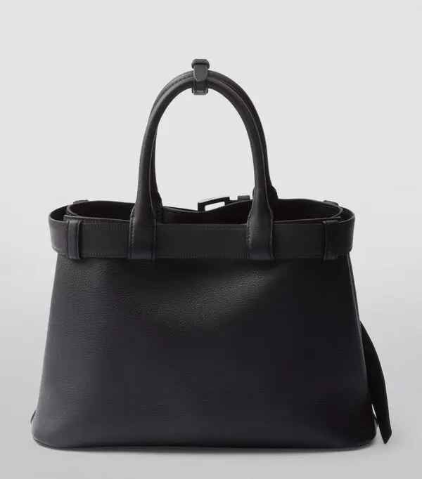 Prada Medium Leather Buckle Tote - Black