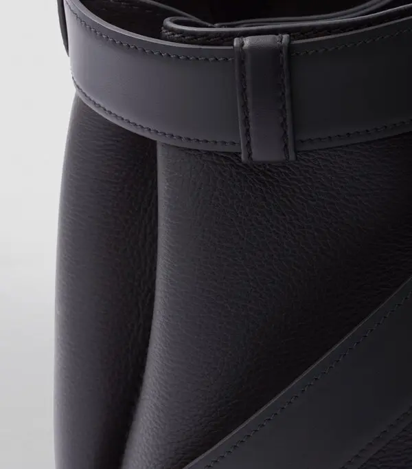 Prada Medium Leather Buckle Tote - Black