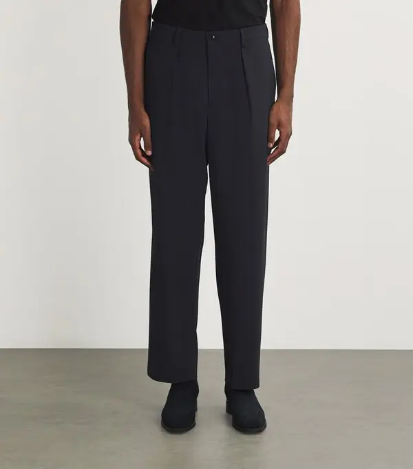 Giorgio Armani Virgin Wool Tailored Trousers - Blue