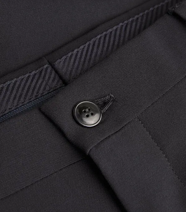 Giorgio Armani Virgin Wool Tailored Trousers - Blue