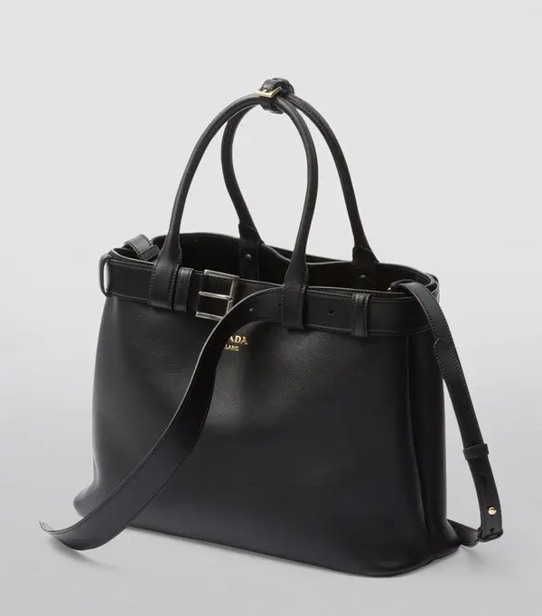 Prada Leather Buckle Tote Bag - Black