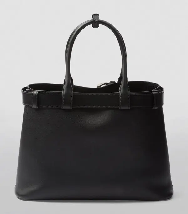 Prada Leather Buckle Tote Bag - Black