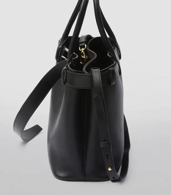 Prada Leather Buckle Tote Bag - Black
