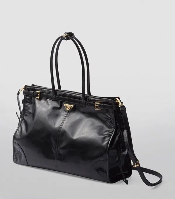 Prada Leather Bonnie Top-handle Bag - Black