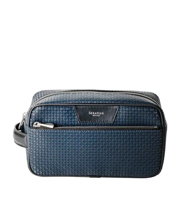 SERAPIAN Coated Canvas-leather Wash Bag - Navy